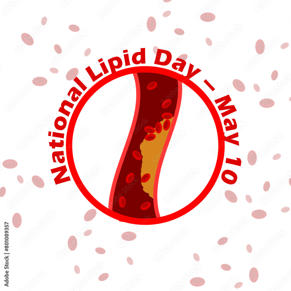 National Lipid Day event banner. Illustration of blood flow almost ...
