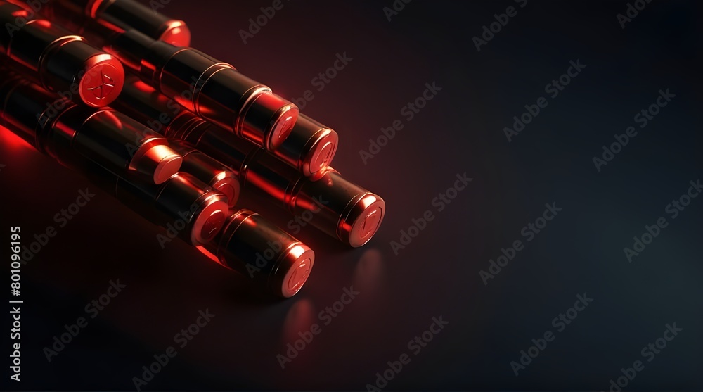 dark background made of bullets with glowing red circle of light for ...
