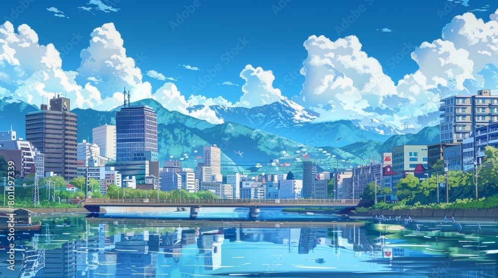 Anime-Style Cartoon Backdrop Collection Stock Illustration | Adobe Stock