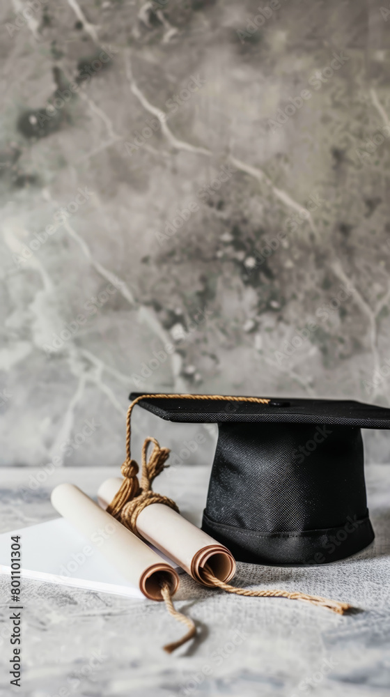 Elegant aesthetic invitation template for graduation, empty white blank ...