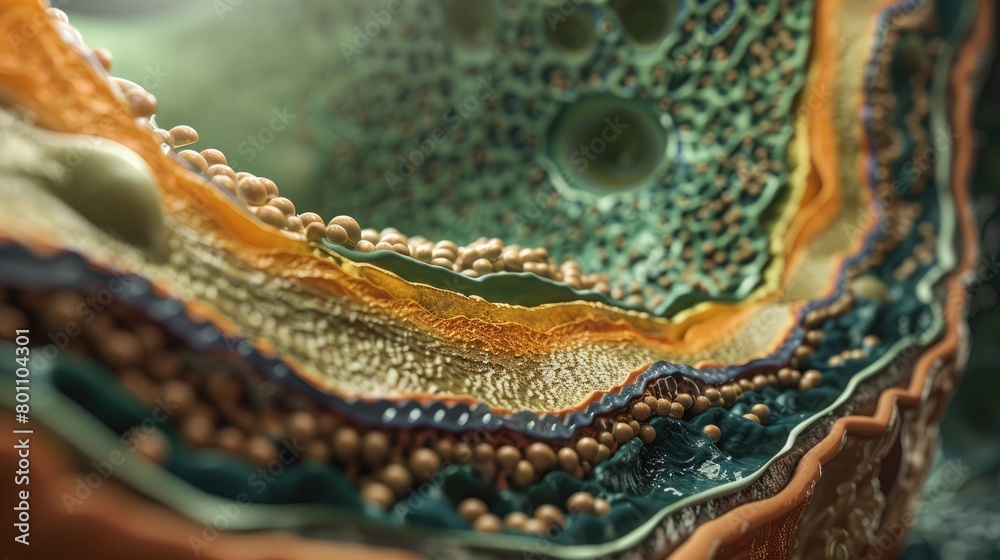 Detailed view of gallbladder layers: mucosa, muscularis, serosa ...