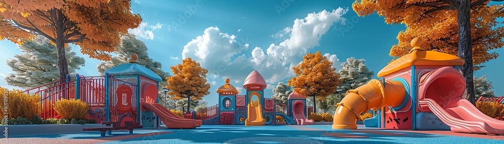 Colorful 3D cartoon illustration of a children s obstacle course race ...