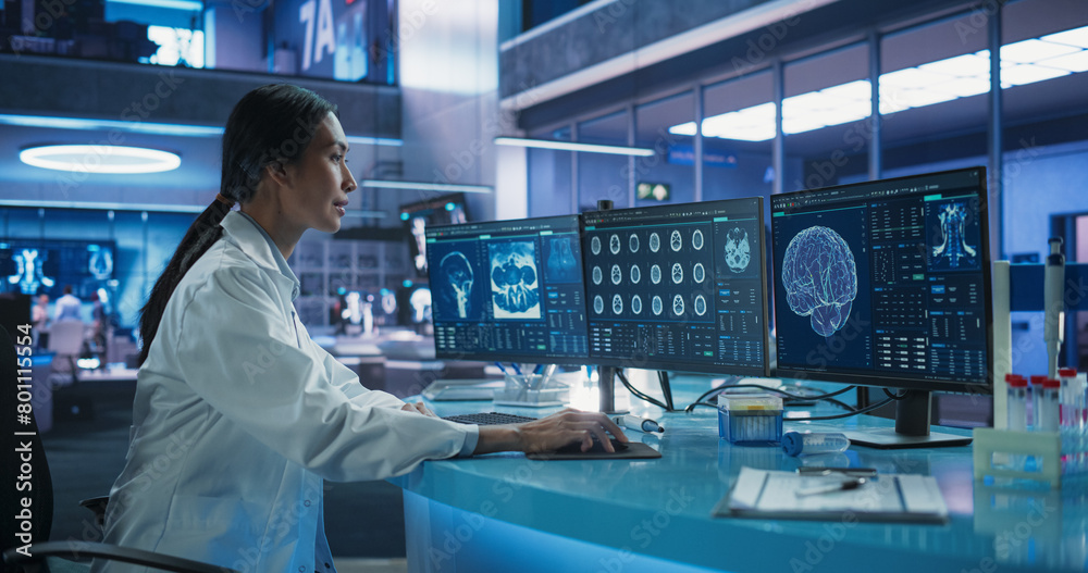 Hospital Research Laboratory: Asian Female Medical Scientist Using ...