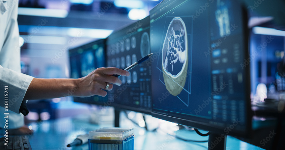 Modern Medical Research Center: Anonymous Doctor Pointing At Desktop ...