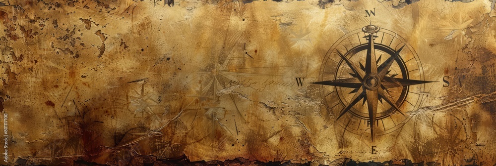 Fading ink lines marking longitude and latitude on a weathered ...