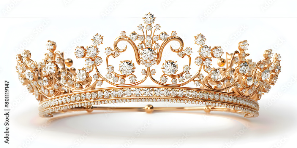 Regal golden emperor crown of a king on white background. 3D rendering ...