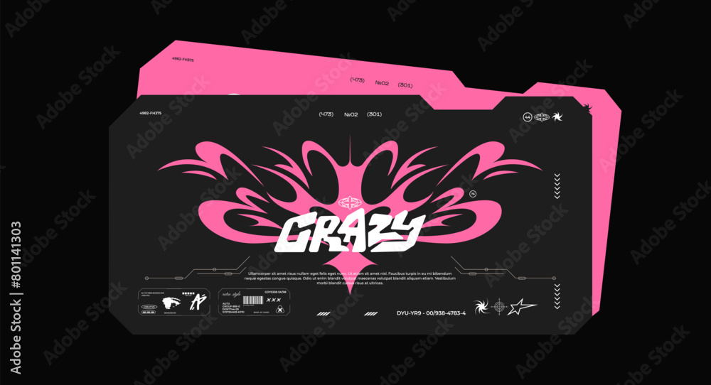 Futuristic y2k technology frame for design business cards. HUD frames ...