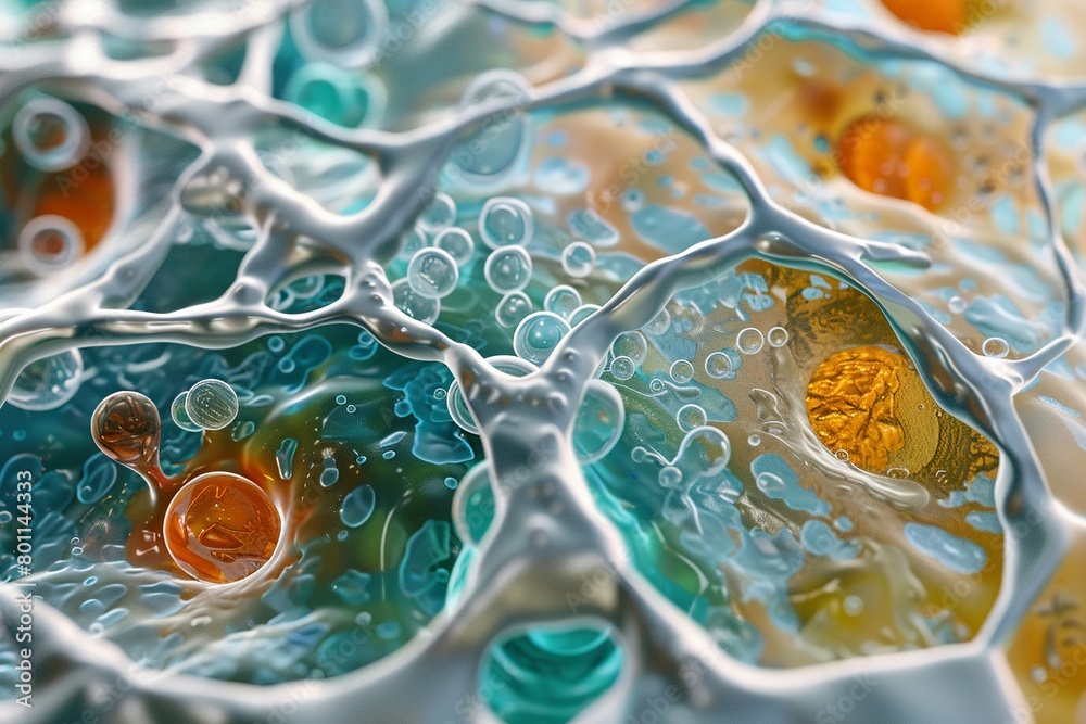 Closeup stock photo of human cells showing detailed cellular structures ...