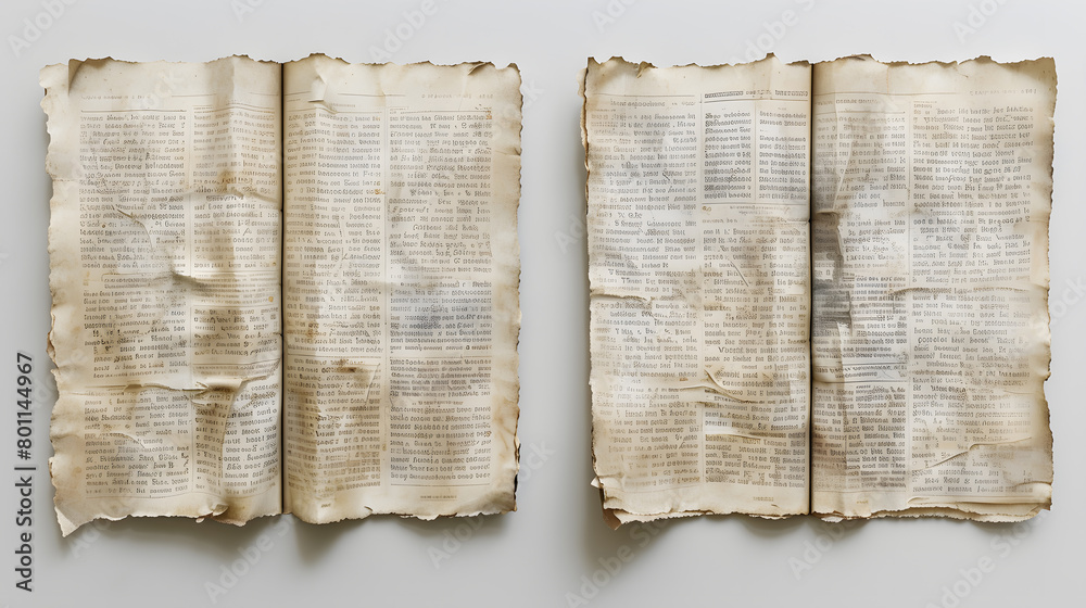 Vintage newspaper mockup. Retro newsprint pages, tabloid magazine ...