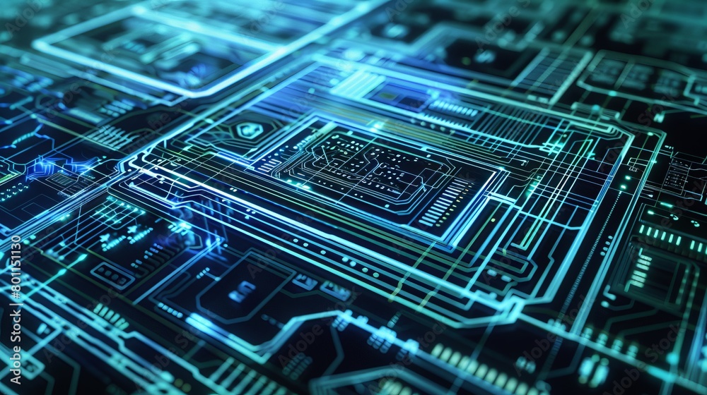 A close-up of a computer screen showing a PCB design. The design is ...