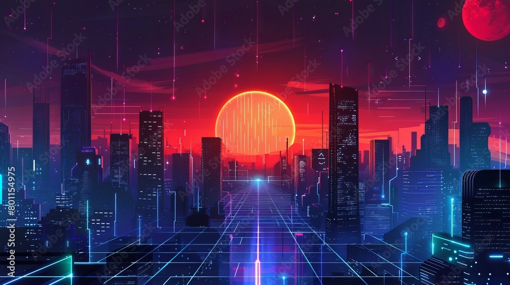 Futuristic vector-style image of a colorful, diverse, and non ...