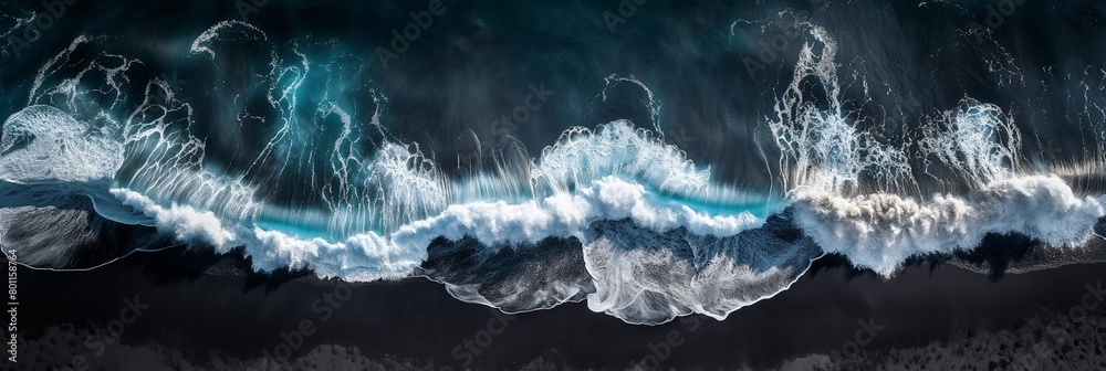 An aerial perspective of the abyssal sea, revealing a gigantic wave ...