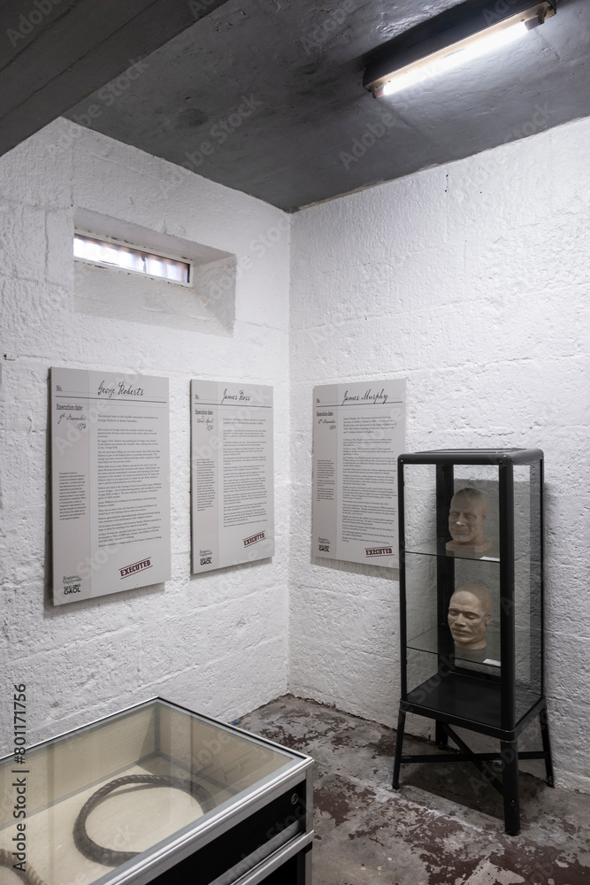 Old Geelong Gaol. Room with death masks and information about the ...