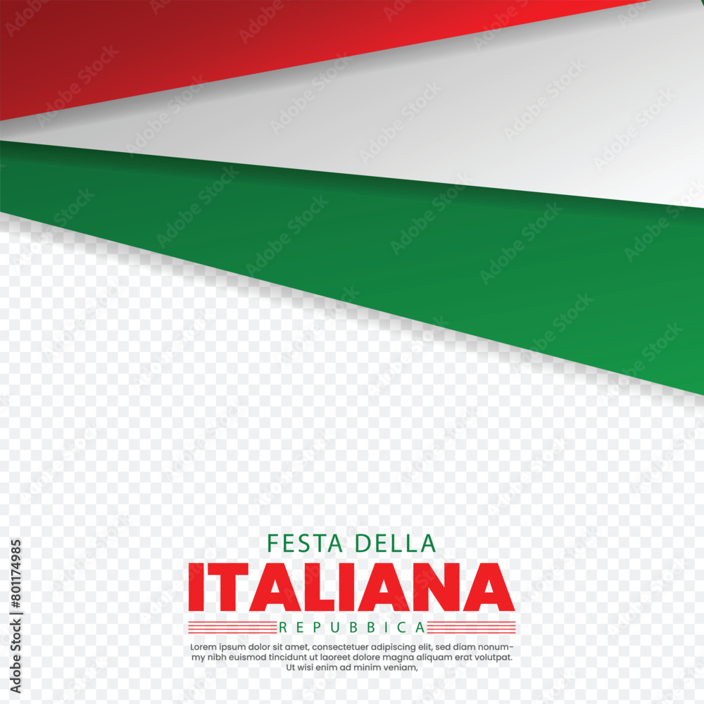 festa della italiana repubblica wishing background with isolated flag ...
