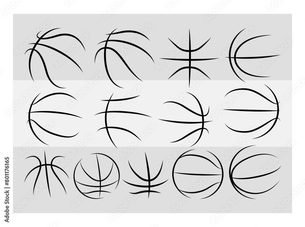 Basketball SVG Line Art Bundle, Basketball Silhouette, Sports Svg, Fire ...