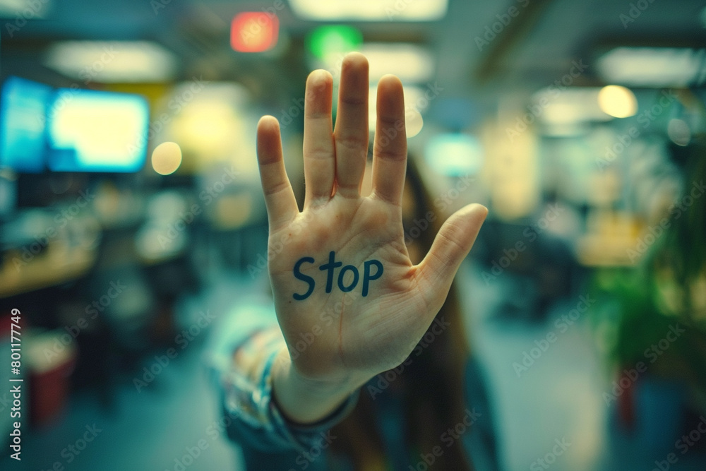 Harassment at work, woman sad angry terrified scared afraid, man, stop ...