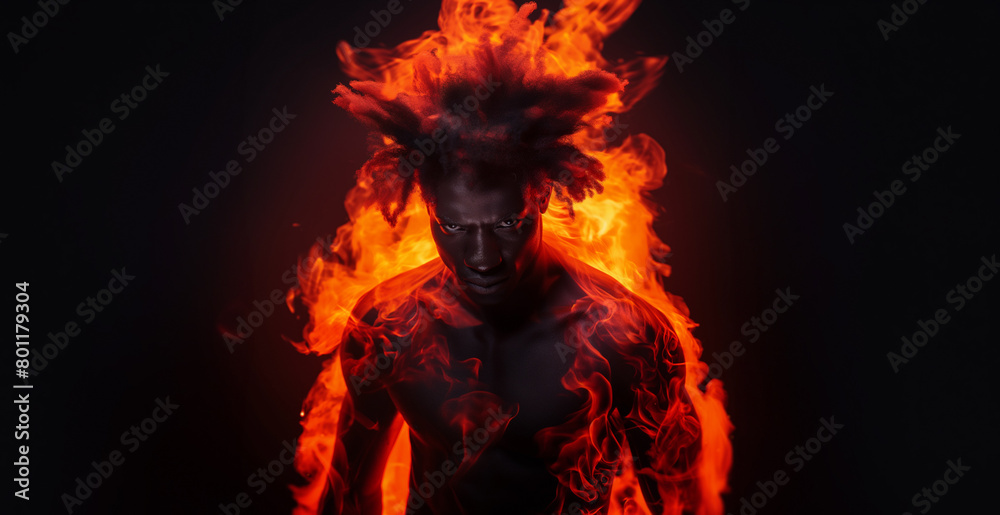 Flaming handsome tough African american man of color set against a ...