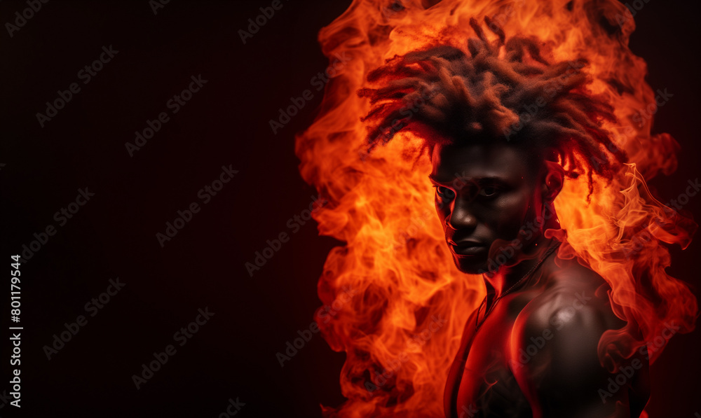 Flaming handsome tough African american man of color set against a ...