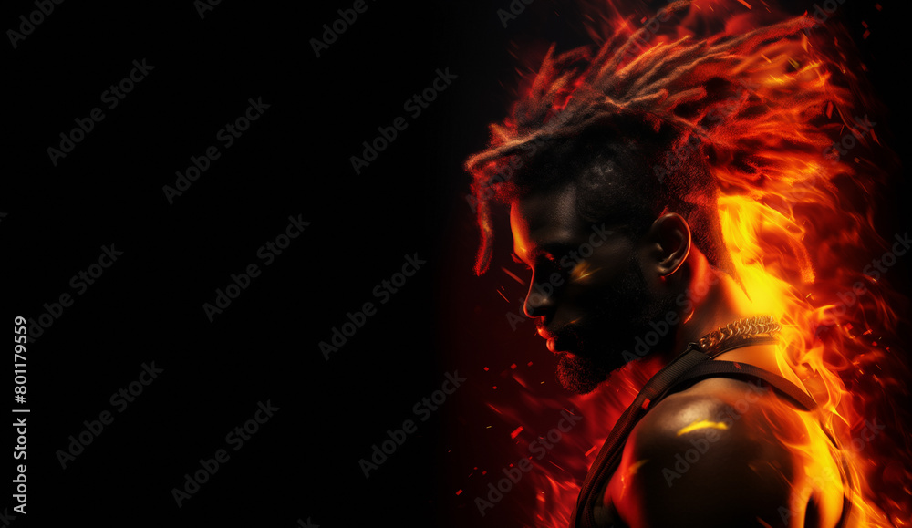 Flaming handsome tough African american man of color set against a ...