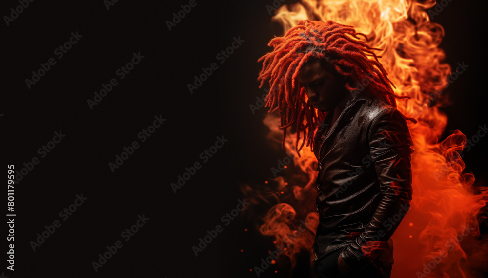 Flaming handsome tough African american man of color set against a ...