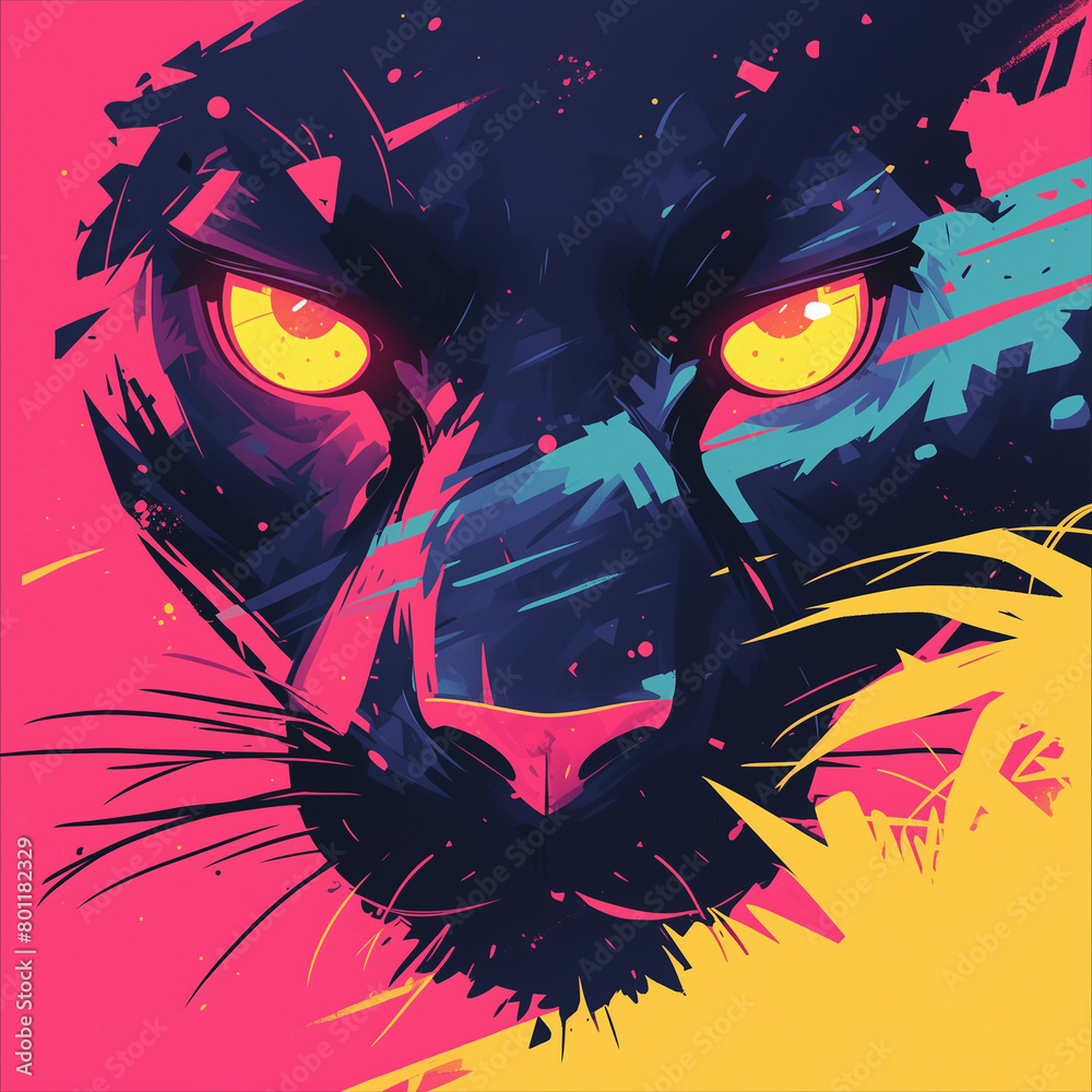 Black panther badge for t-shirt design. Leopard concept poster ...