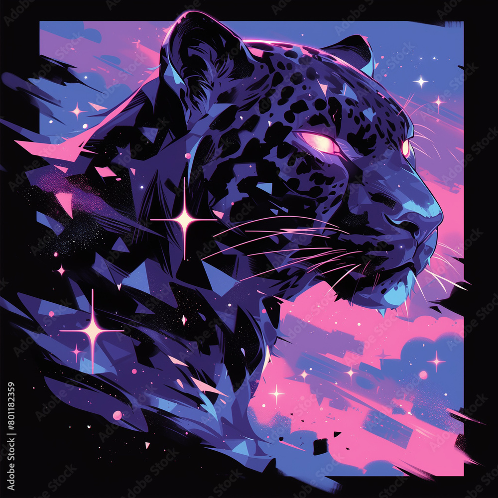 Black panther badge for t-shirt design. Leopard concept poster ...