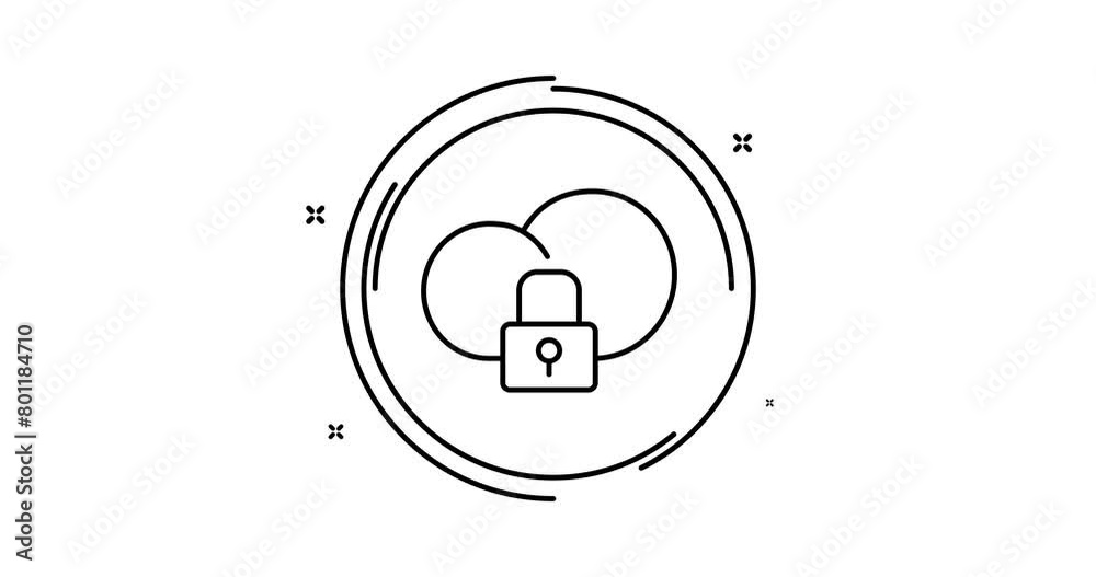 Locked Cloud 2d animated outline icon. Locked Cloud rotation appearance ...