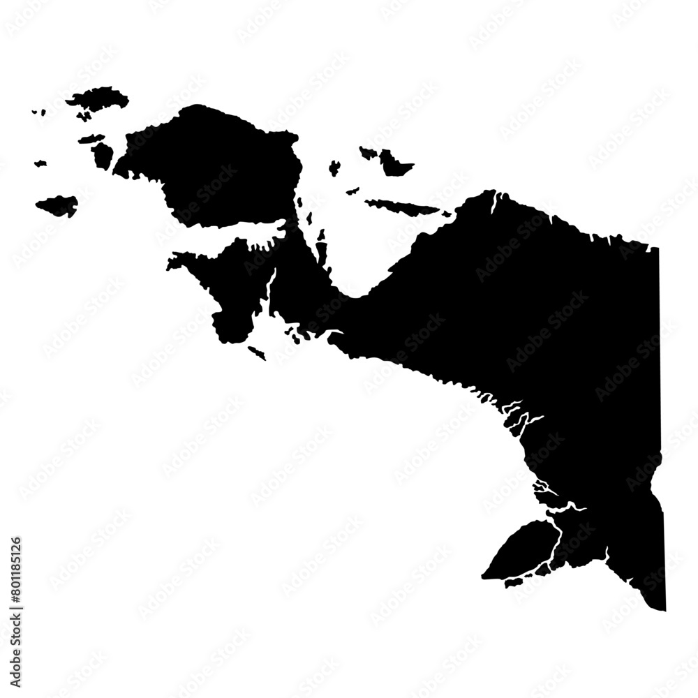 Papua island map silhouette. Indonesia region, territory. Vector ...