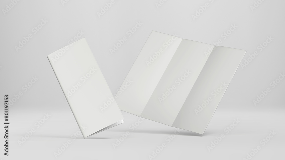 White A4 trifold paper brochure mockup, Blank tempelate, Leaflet ...