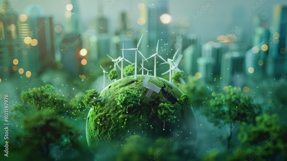 An innovative green tech concept showcasing sustainable technology ...