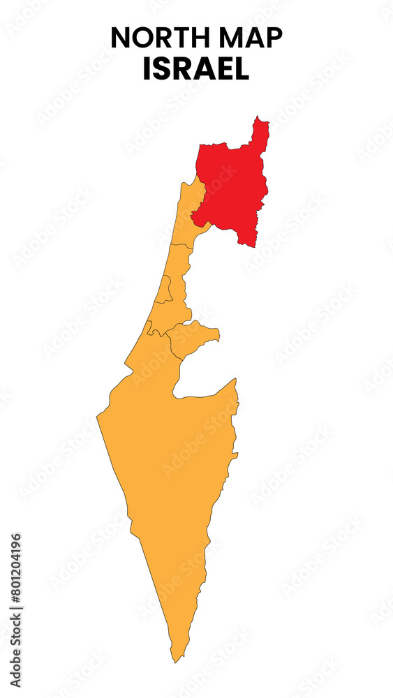 Israel map. Map of Israel with borders of regions. North district ...