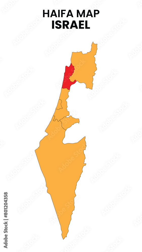 Vetor de Israel map. Map of Israel with borders of regions. Halfa ...