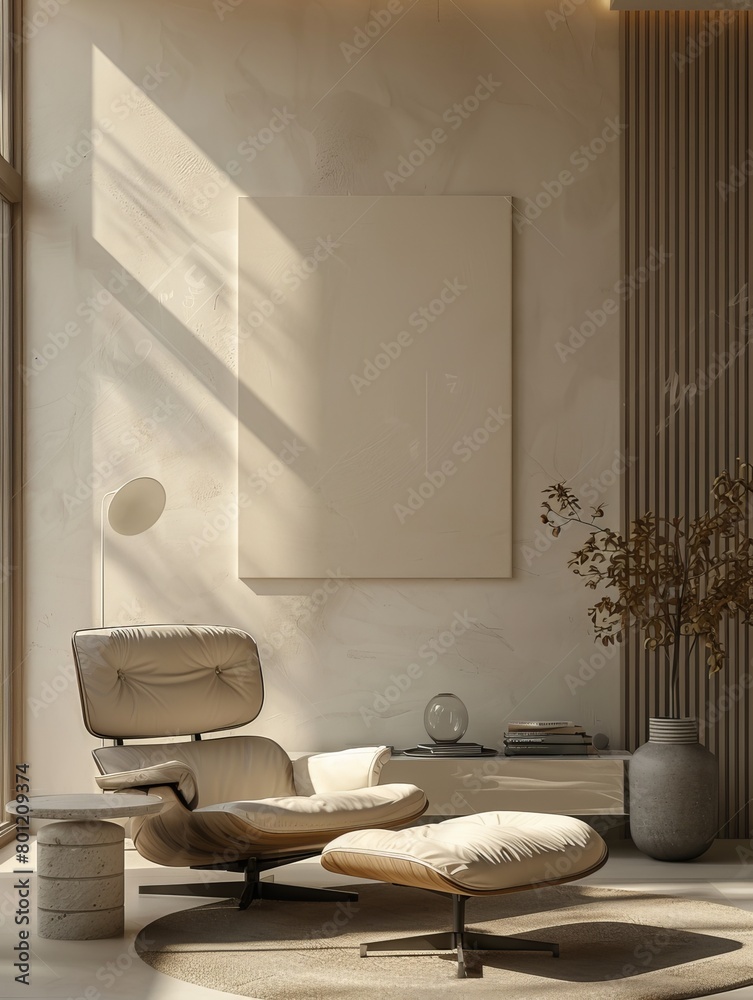 beautiful interior design furniture with mockup poster artwork with ...