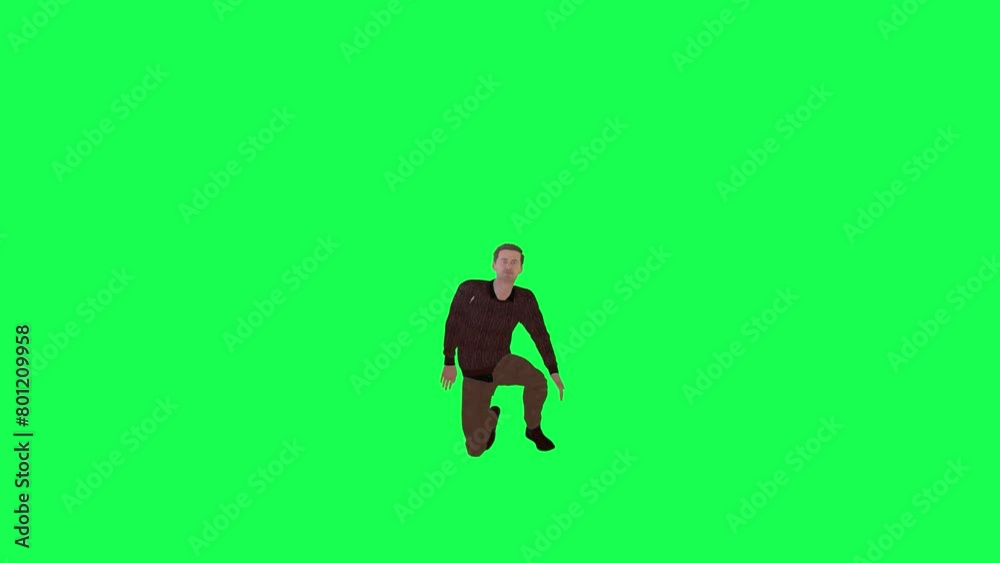 3d cartoon christian man praying isolated front angle chroma key green ...