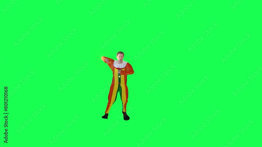 3d Chroma key clown dancing Gangnam style front angle render people ...