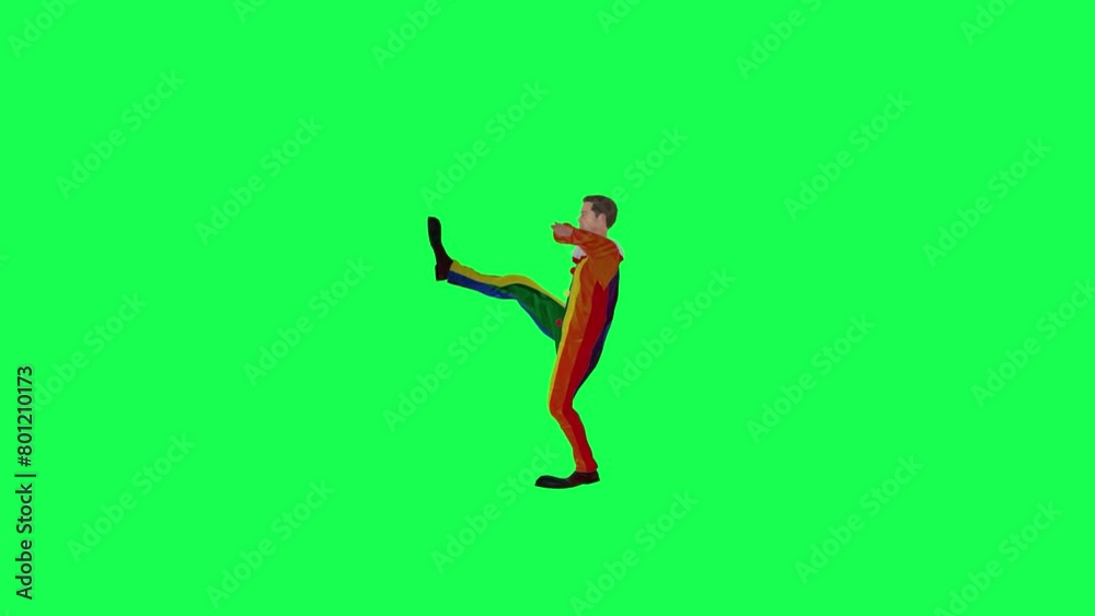 3d chroma key clown jazz dancing in the park right angle render people ...