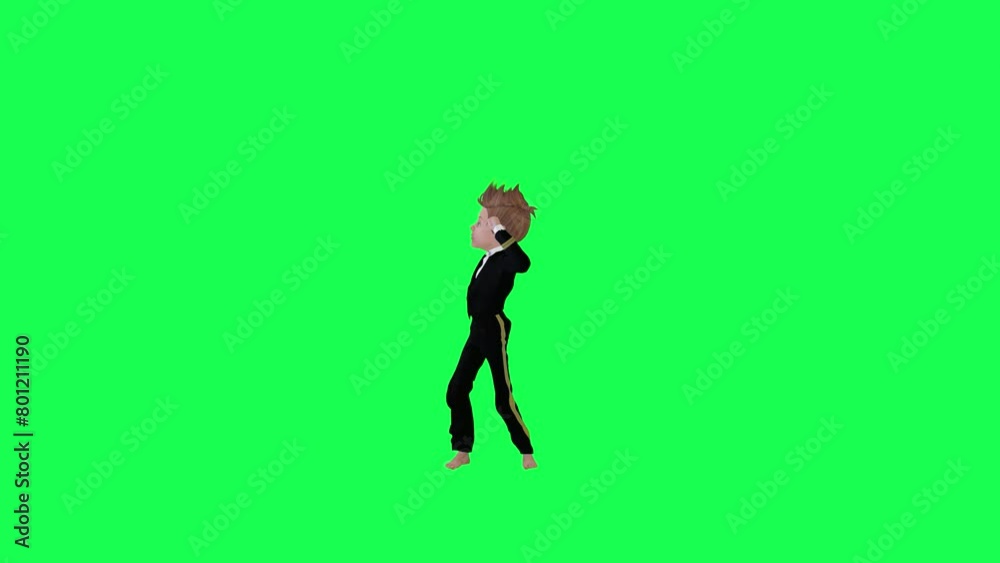 3d The moment of showing strength of a young boy in formal clothes ...