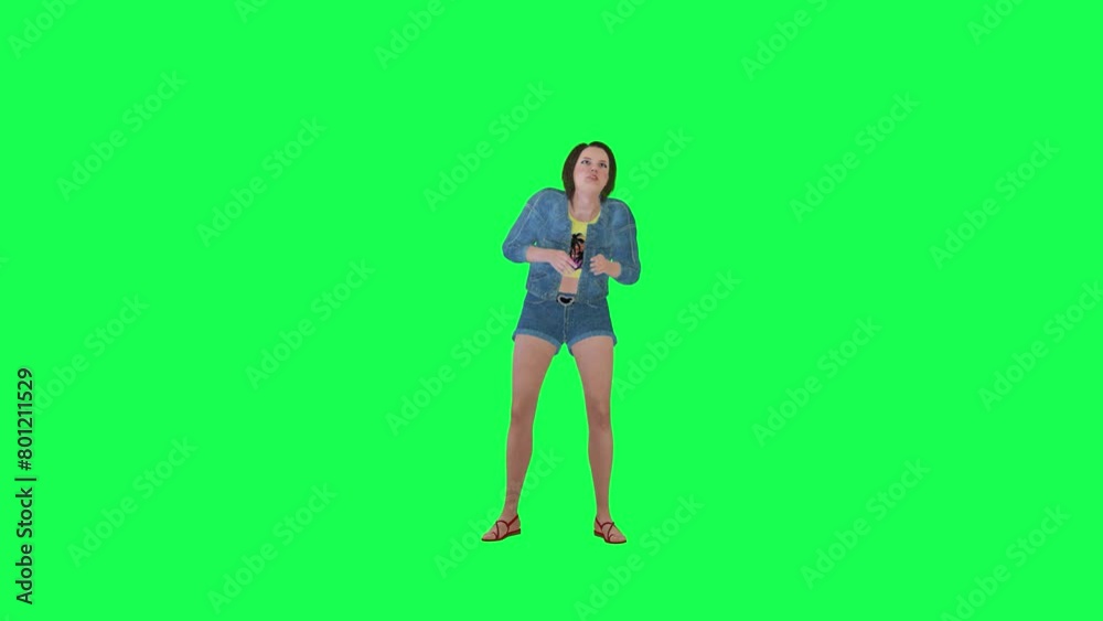 Vidéo Stock Homeless girl in jeans begging for money front angle green ...