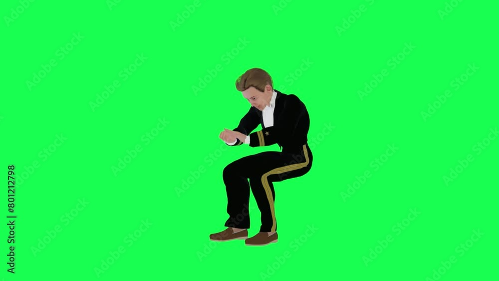 Animated pilot boy writing letter isolated right angle green screen 3d ...