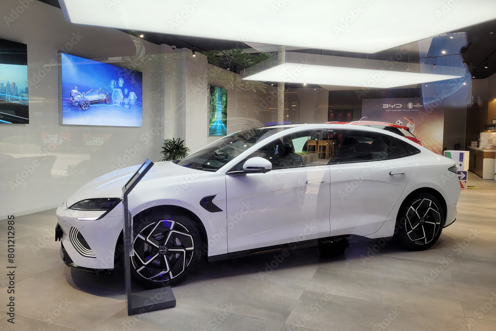 PENANG, MALAYSIA - 30 APR 2024: Inside a showroom, there's an interior ...
