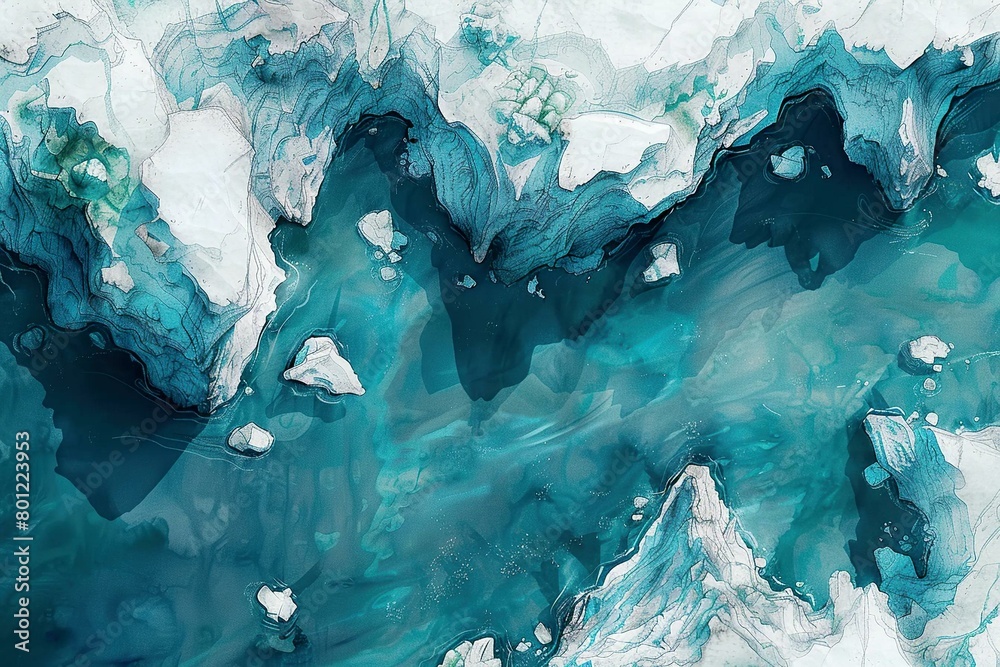 DnD Battlemap Iceberg field: A breathtaking icy landscape under a clear ...