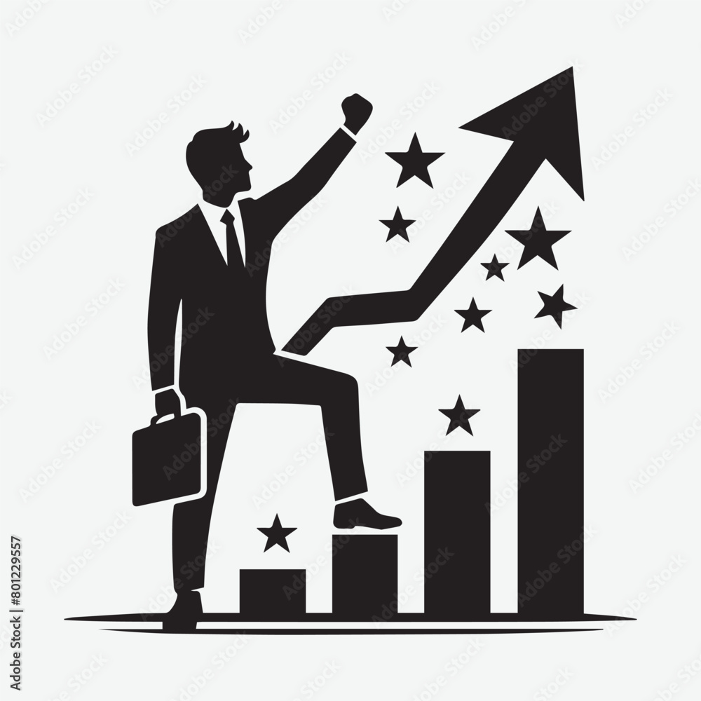 standing success businessman. Businessman character in different poses ...