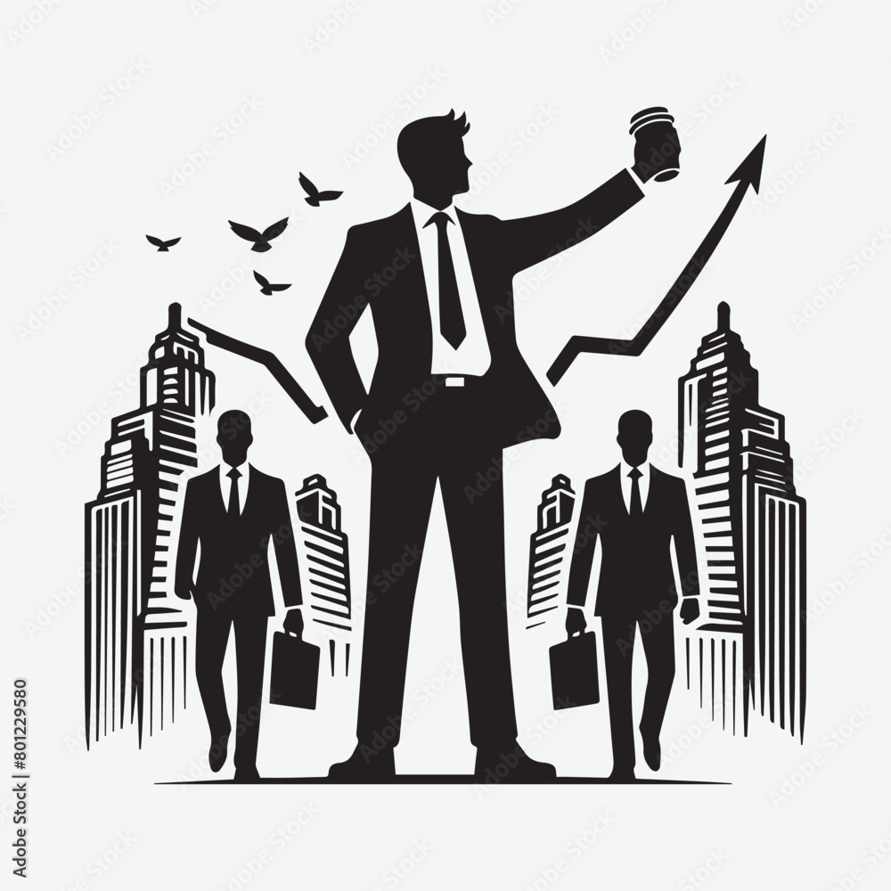 standing success businessman. Businessman character in different poses ...