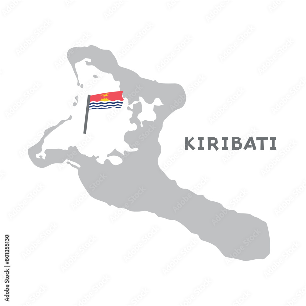 Kiribati vector map illustration, country map silhouette with the flag ...