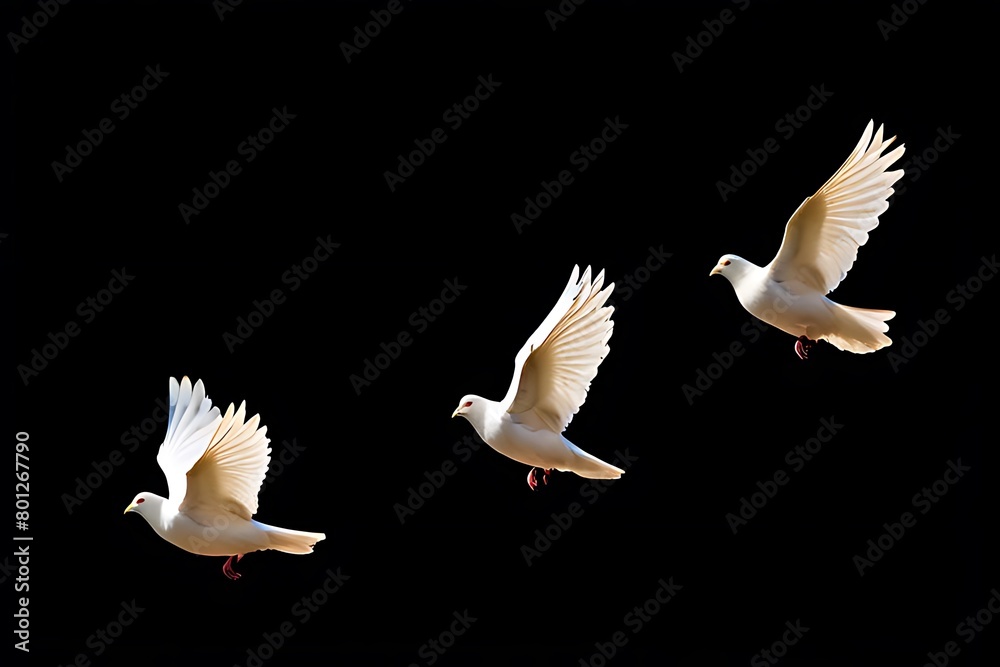 collage free flying white dove isolated on a sky background white doves ...