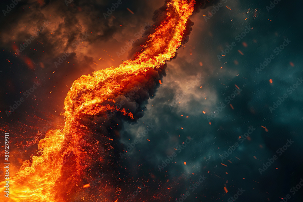 Generative ai on theme of scary huge hurricane fire tornado ...