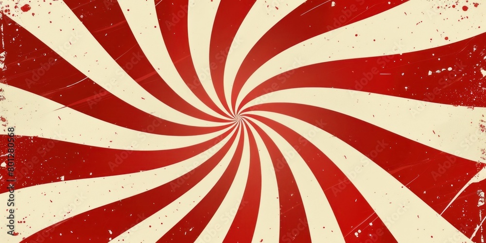 A swirl to the center of the image in red and white, vintage poster ...