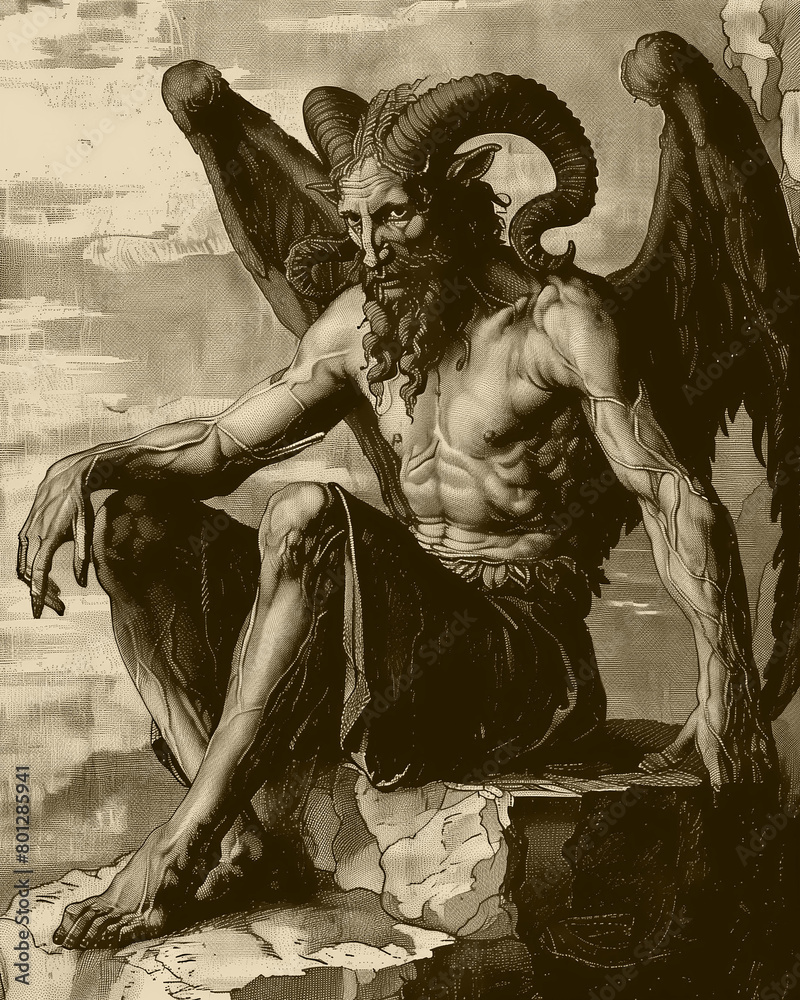 Familiars Of Azazel, Fallen Angels, Devils, Demons, Goat Demons, Sei'irim, Sepia Portrait ...