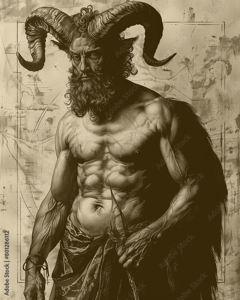 Familiars Of Azazel, Devil, Demon, Satyr, Sepia Portrait Illustration ... Familiars Of Azazel, Devil, Demon, Satyr, Sepia Portrait Illustration ...