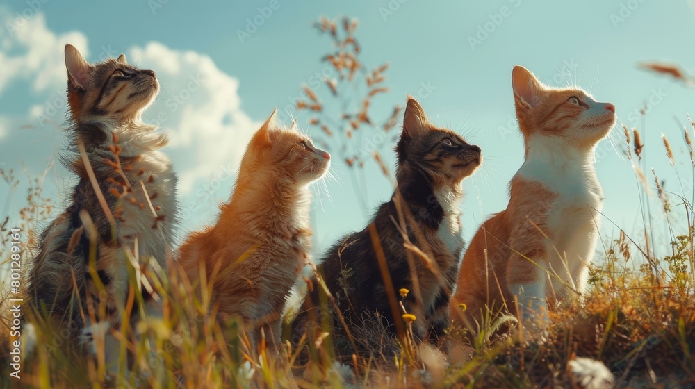 Craft an image depicting pets with their fluffy fur ruffled by the ...